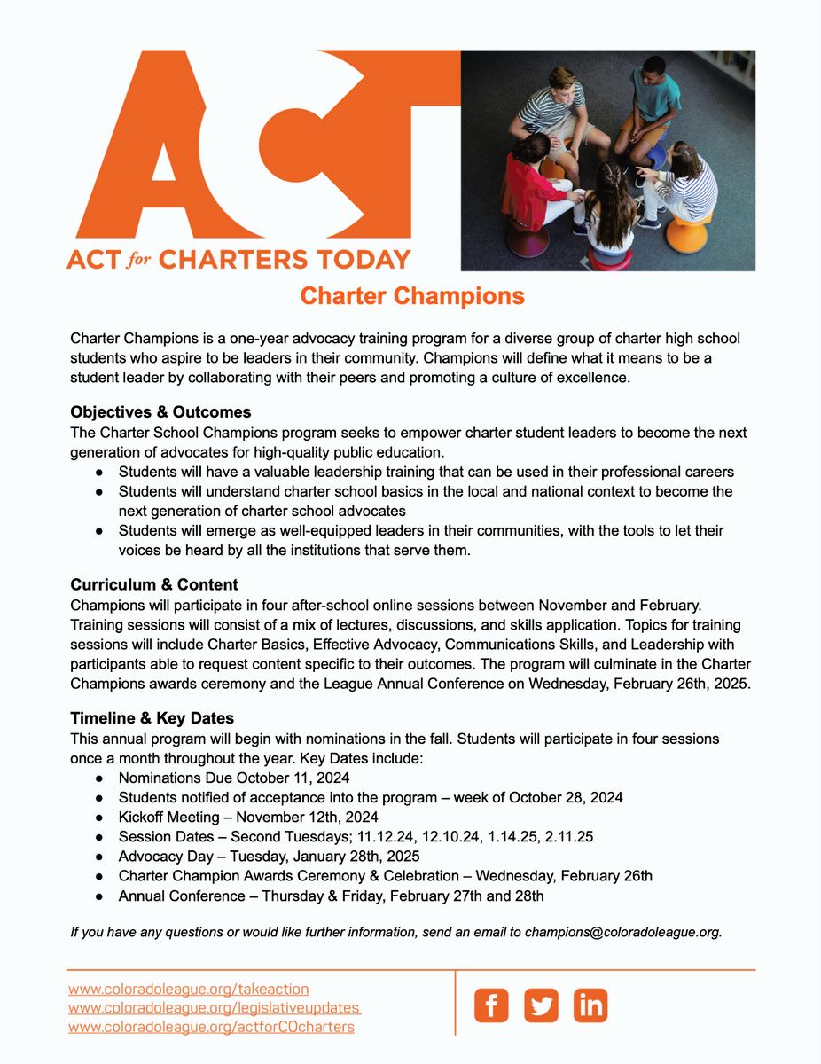 Charter Champions 2025 One Pager